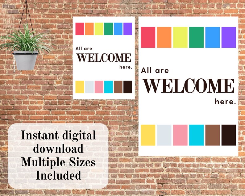 LGBTQ+ Welcome Sign Printable All Are Welcome Here Wall Art Inclusive ...