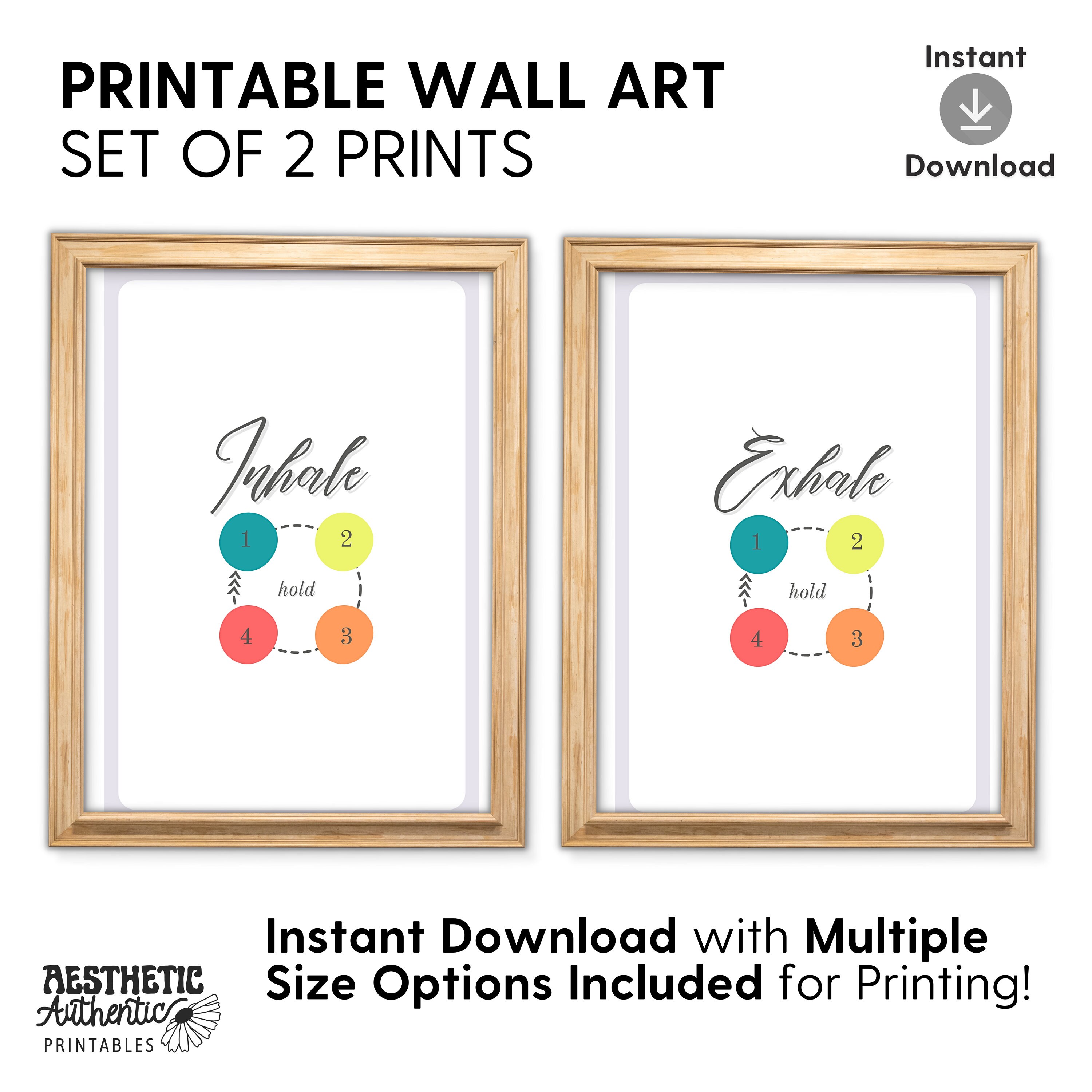 Inhale Exhale Wall Art Printable Set of 2 Mindfulness Poster Set ...