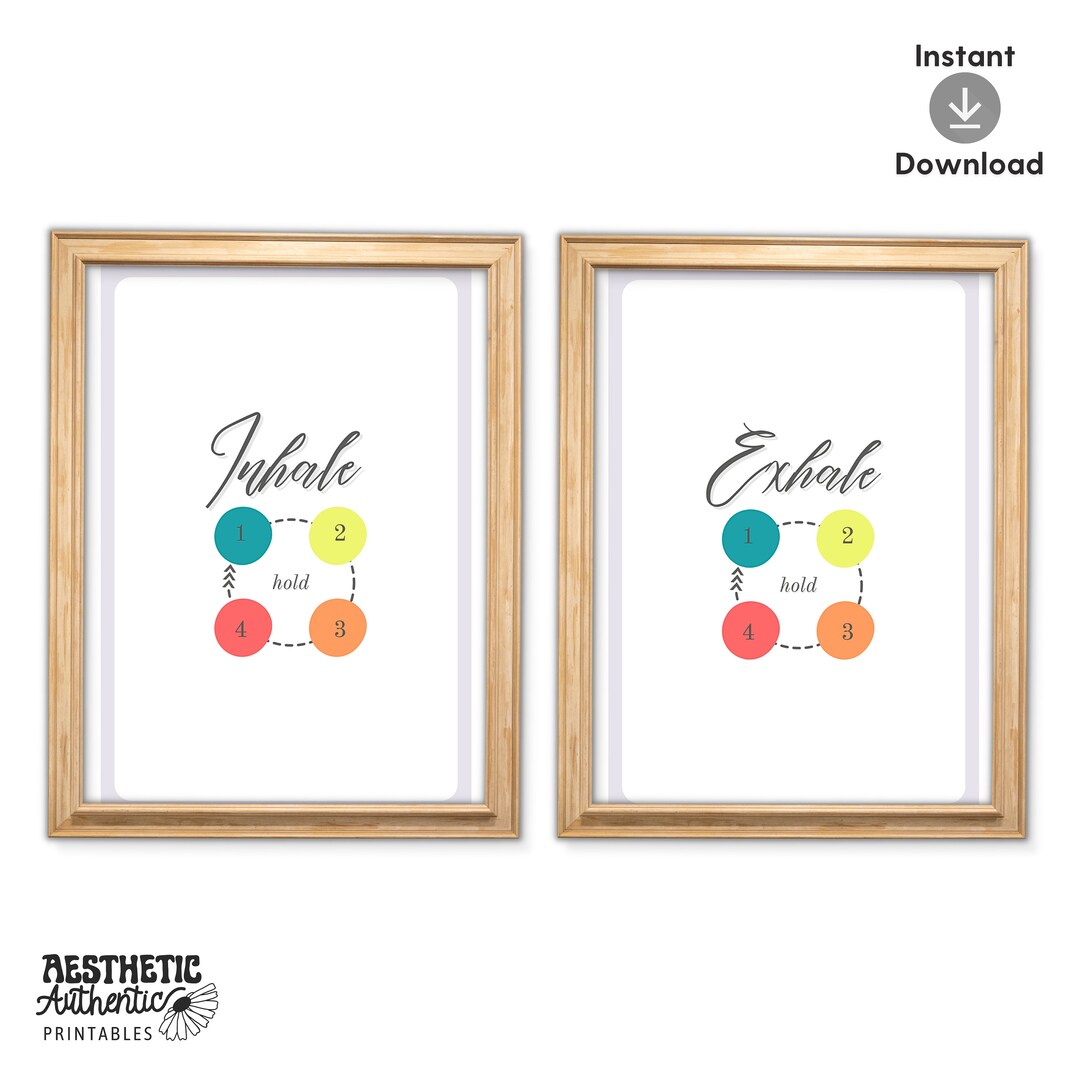 Inhale Exhale Wall Art Printable Set of 2 | Mindfulness Poster Set ...