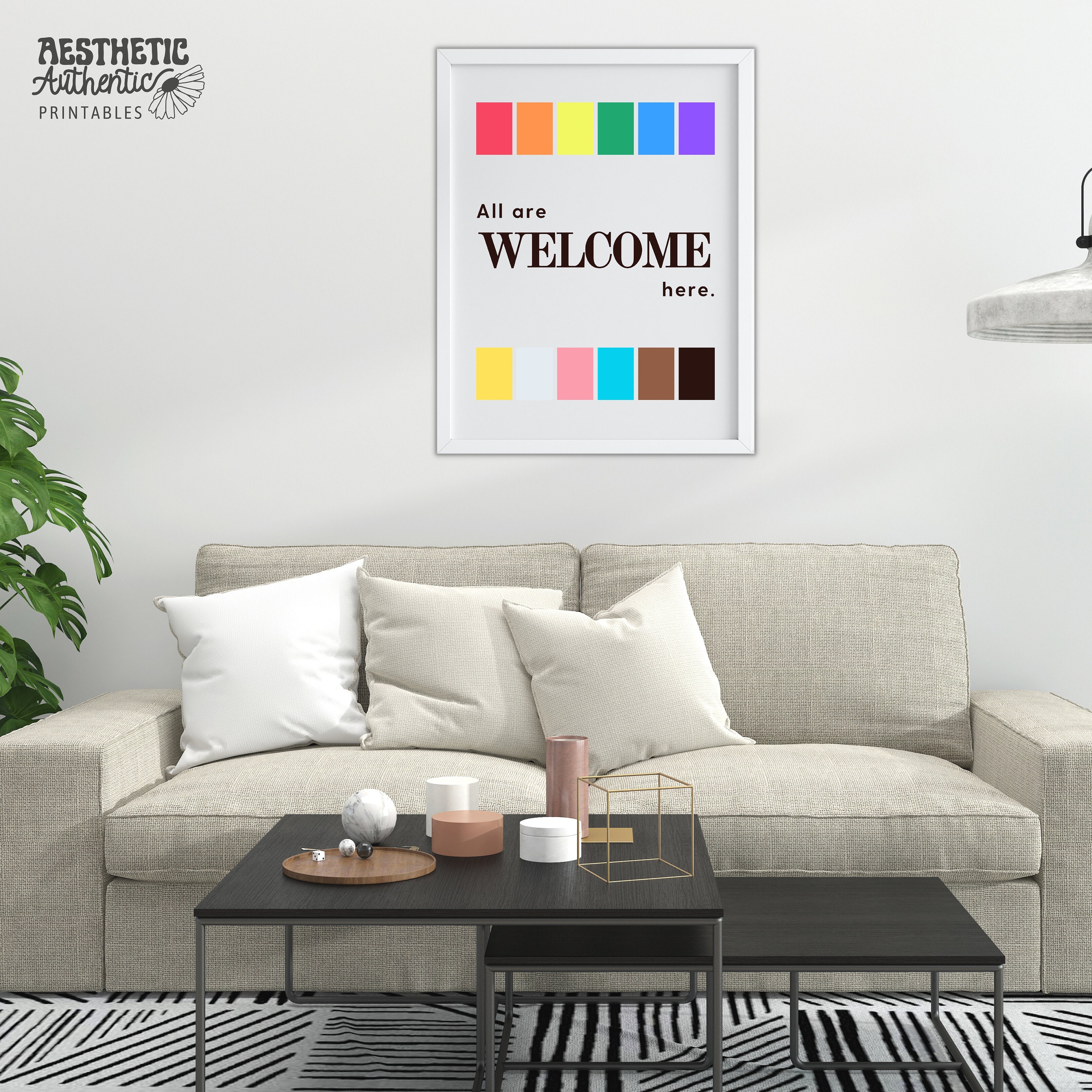 LGBTQ+ Welcome Sign Printable All Are Welcome Here Wall Art Inclusive ...