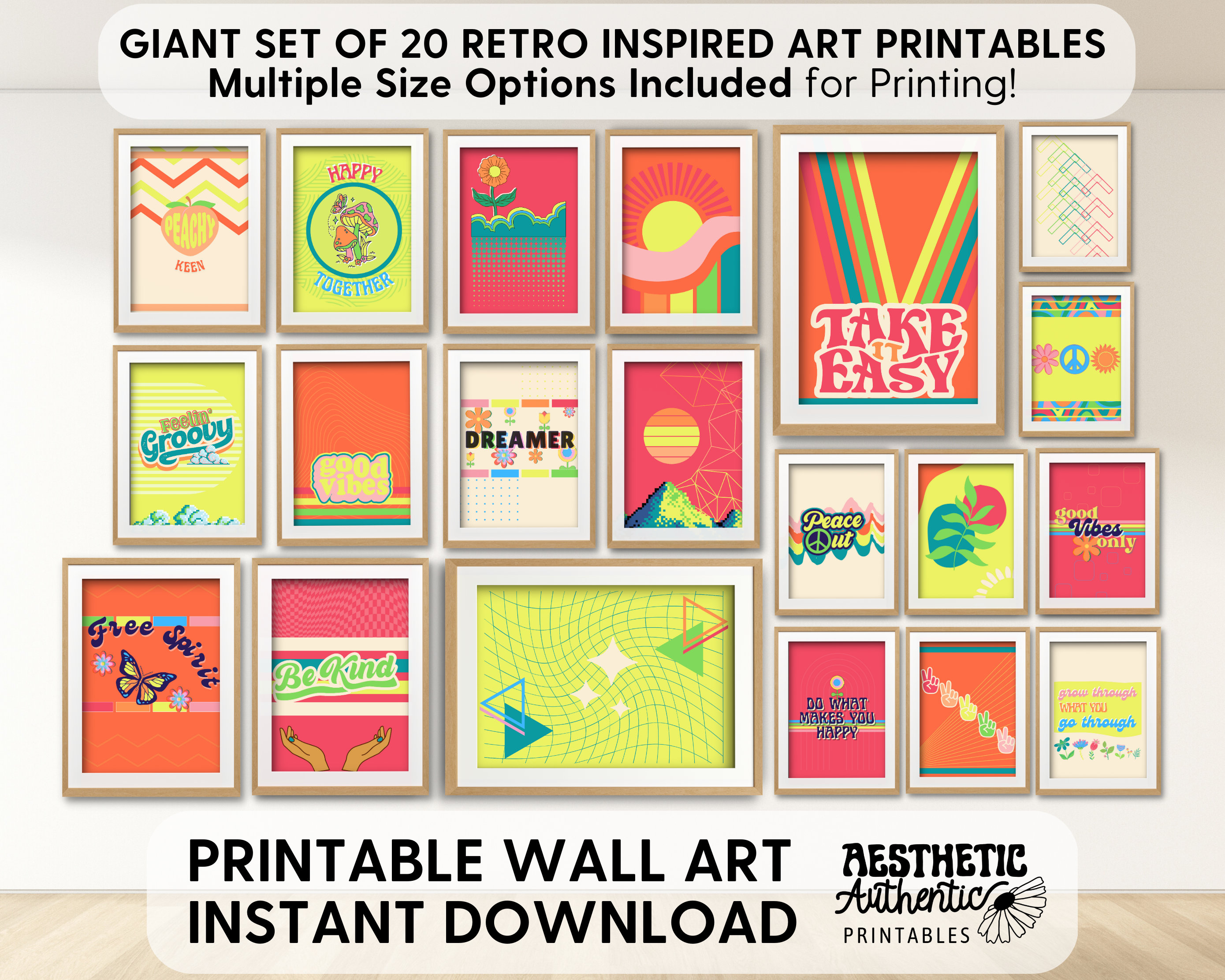 Retro Colorful Wall Art HUGE Bundle Bright Maximalist Groovy Posters ...
