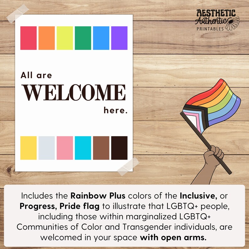 LGBTQ+ Welcome Sign Printable All Are Welcome Here Wall Art Inclusive ...