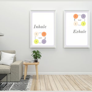 Inhale Exhale Art Print Set, Above Bed Set, Numbered Breathing Therapy ...