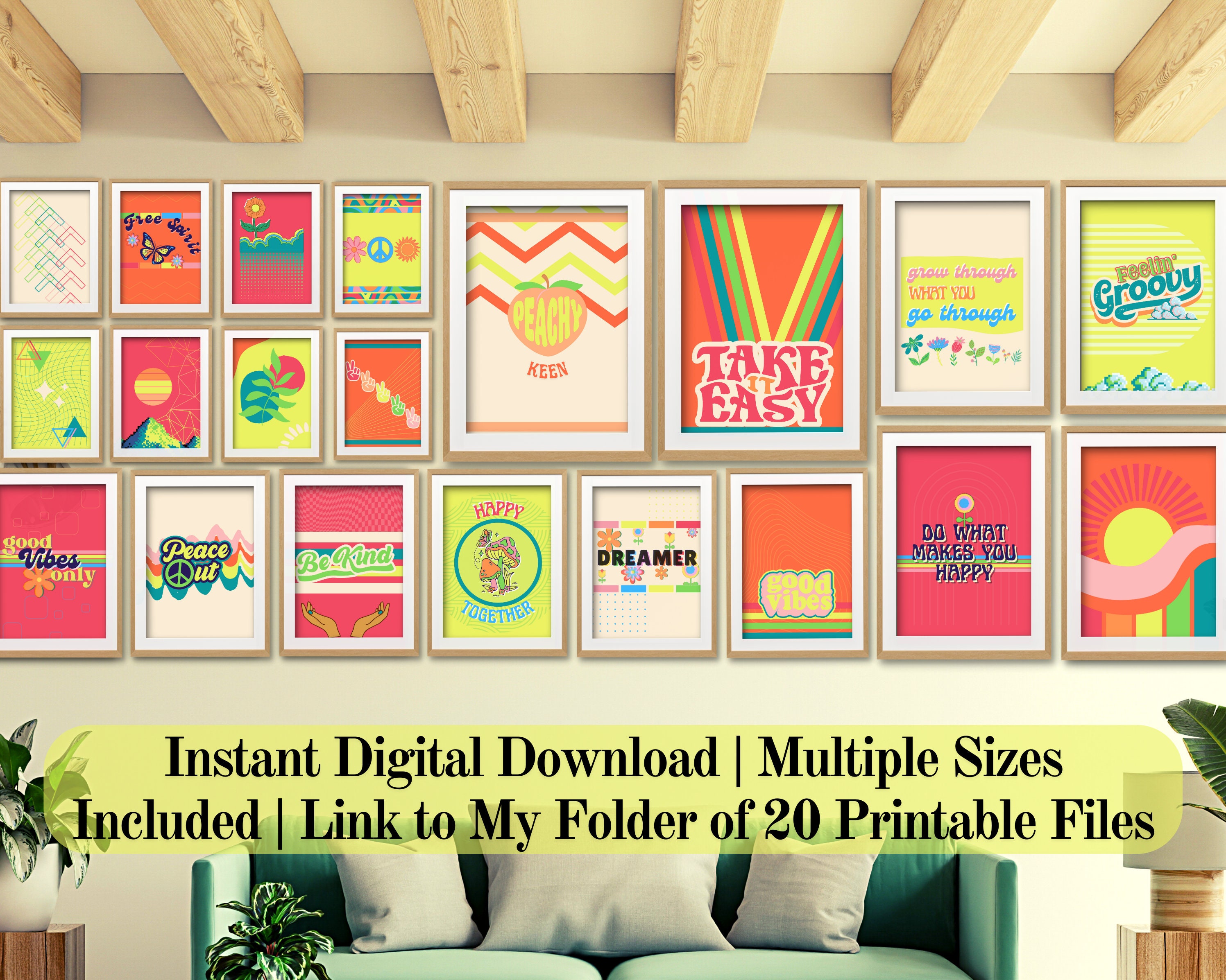 Retro Colorful Wall Art HUGE Bundle Bright Maximalist Groovy Posters ...