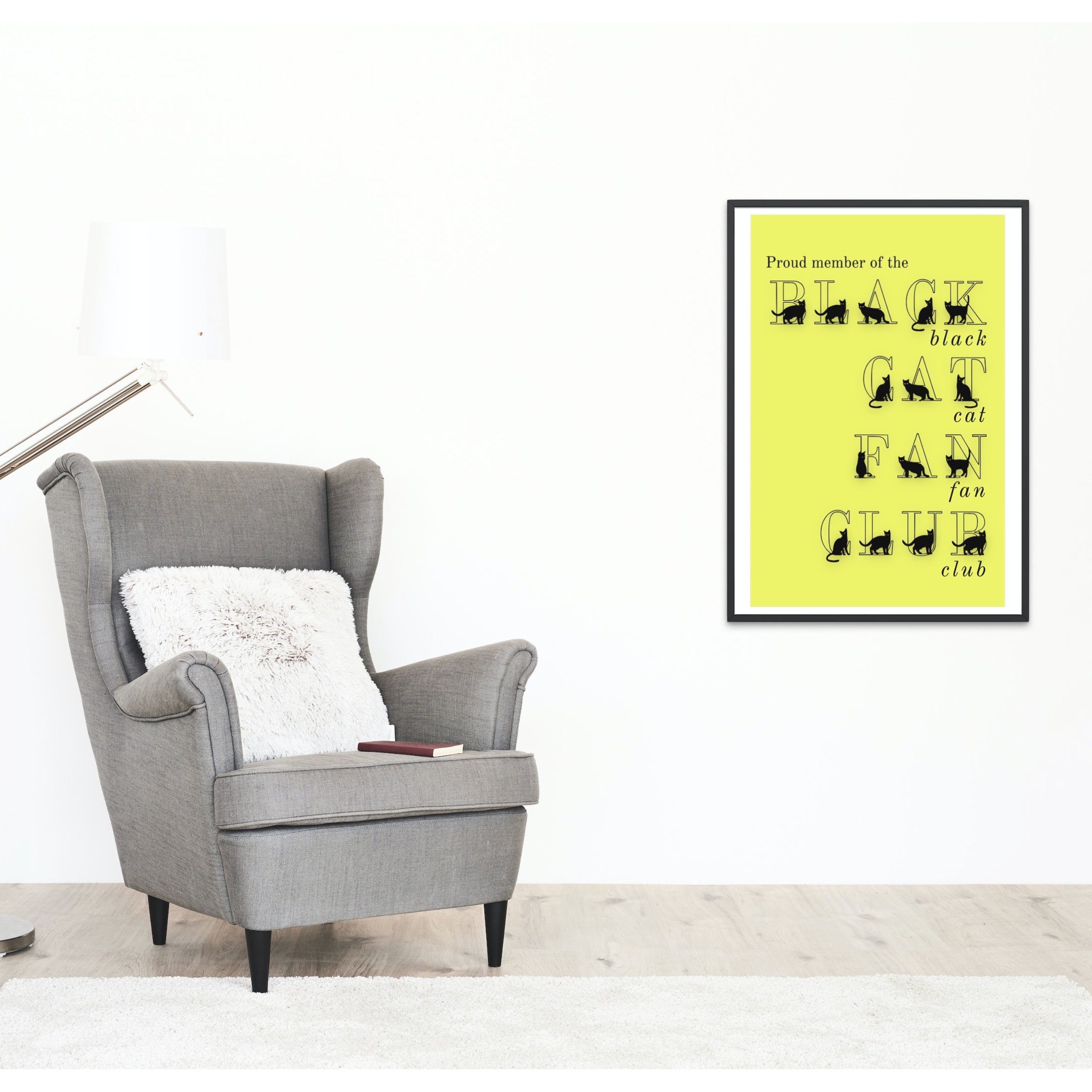 Printable Black Cat Wall Art | Black Cat Fan Club | Cat Print | Black ...