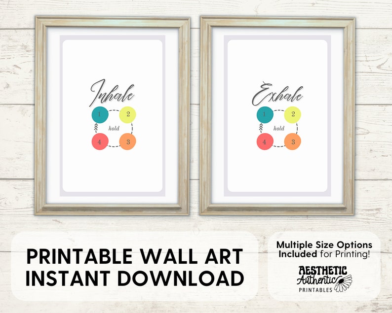 Inhale Exhale Wall Art Printable Set of 2 | Mindfulness Poster Set ...