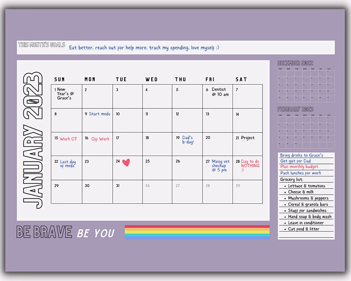 2023 Rainbow Inspirational Calendar Printable 12 Months Each - Etsy