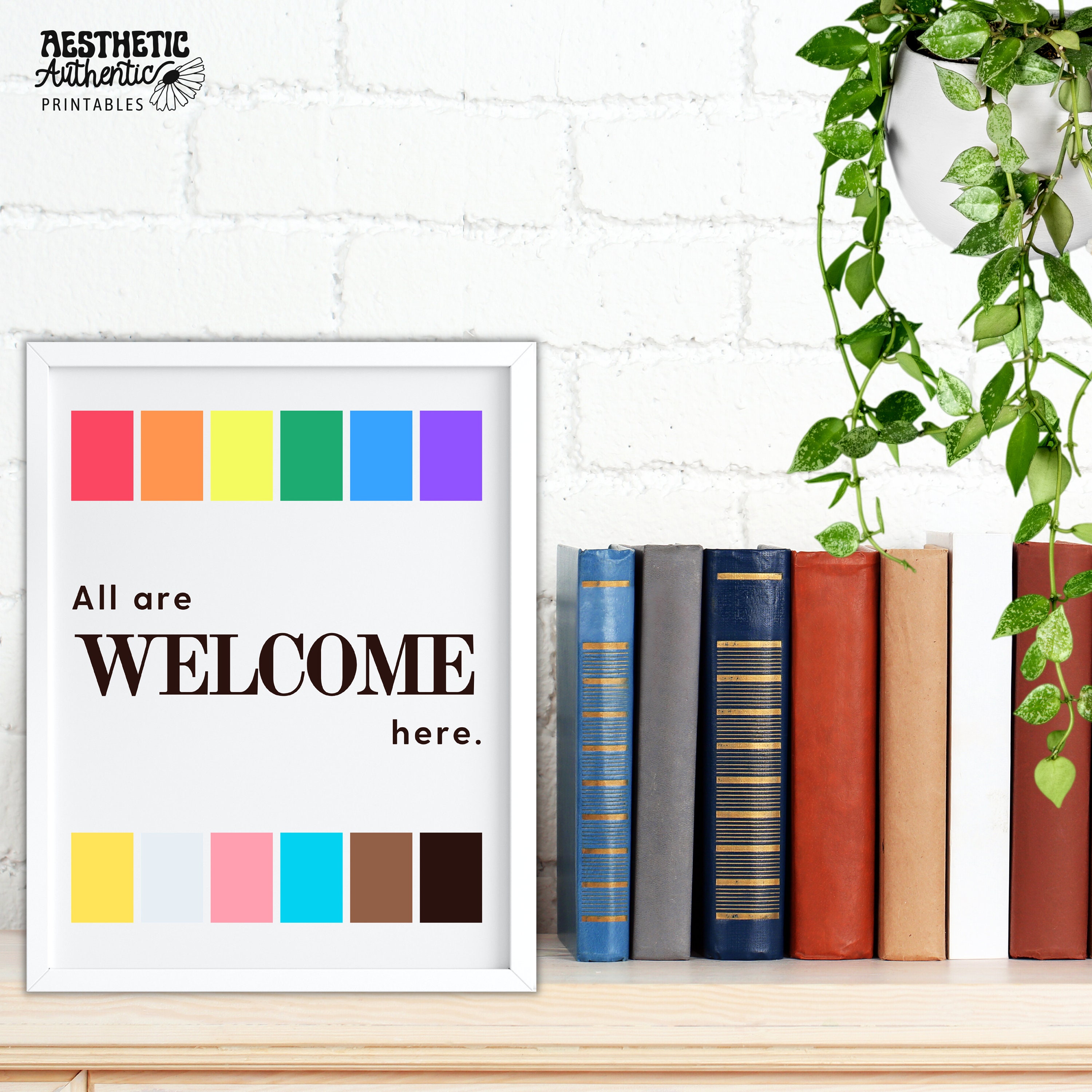 LGBTQ+ Welcome Sign Printable All Are Welcome Here Wall Art Inclusive ...