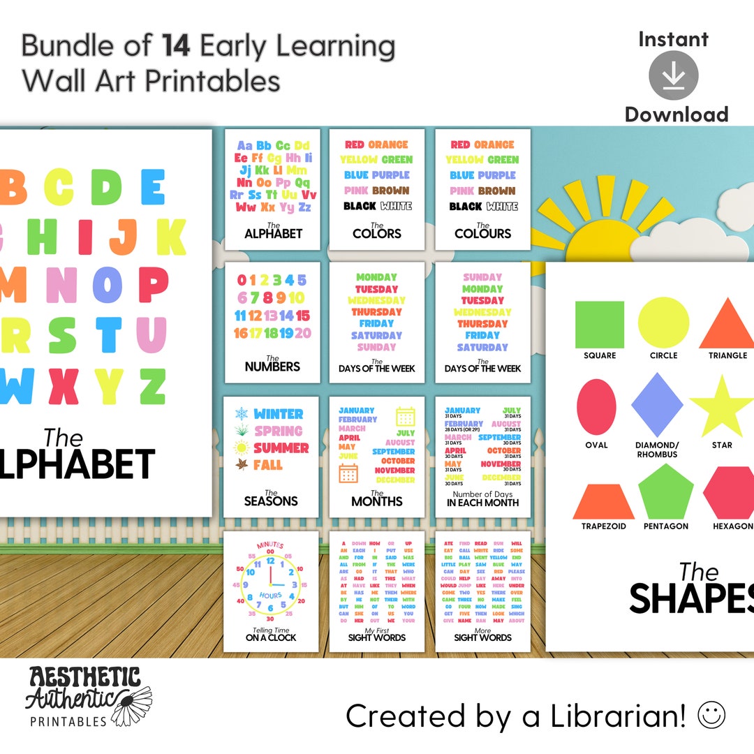 Educational Posters Bundle, Early Learning Wall Art Printables ...