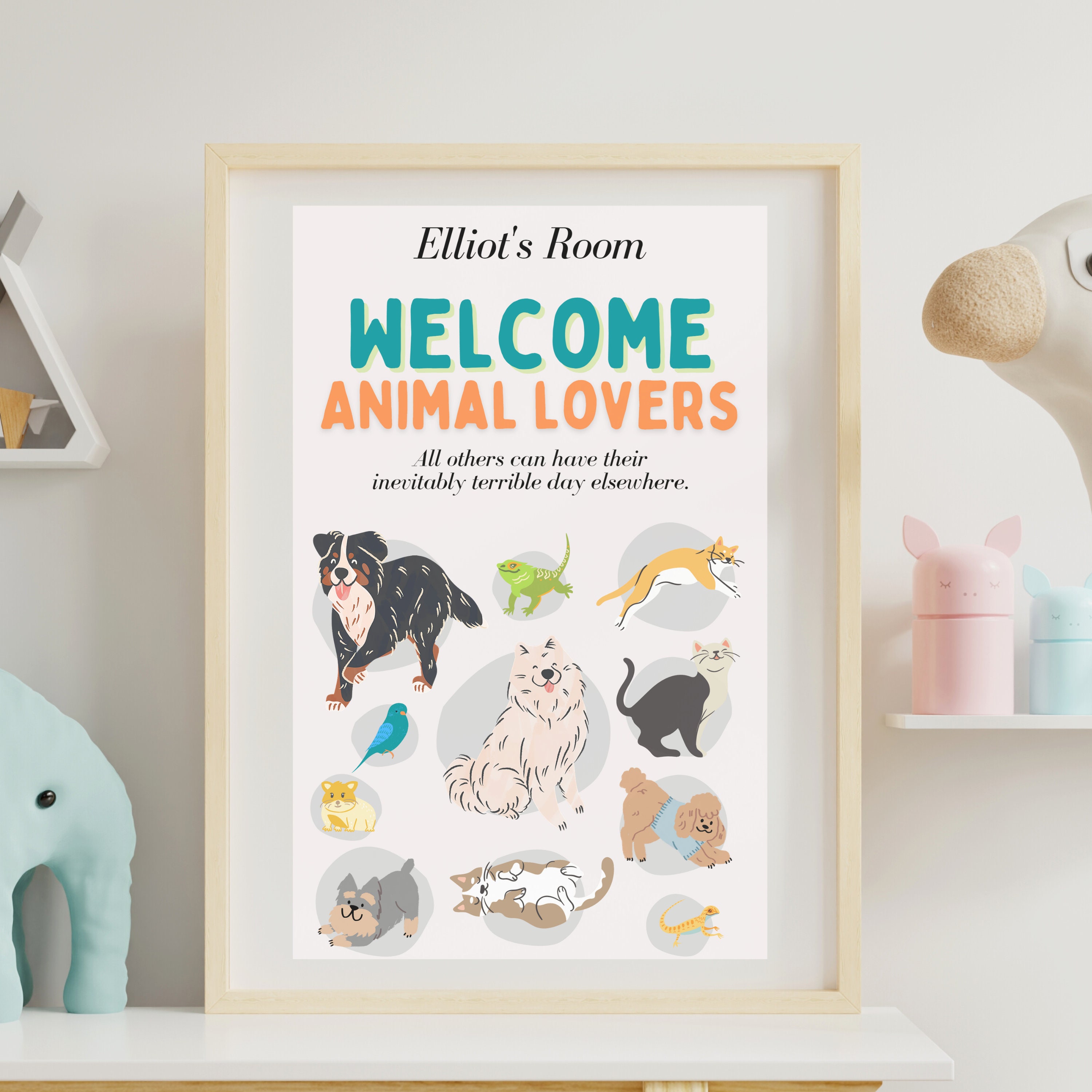 Personalized Animal Lovers Printable Sign | Pet Lovers Gift for Home ...