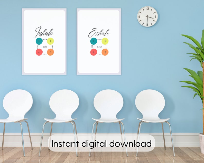 Inhale Exhale Wall Art Printable Set of 2 | Mindfulness Poster Set ...