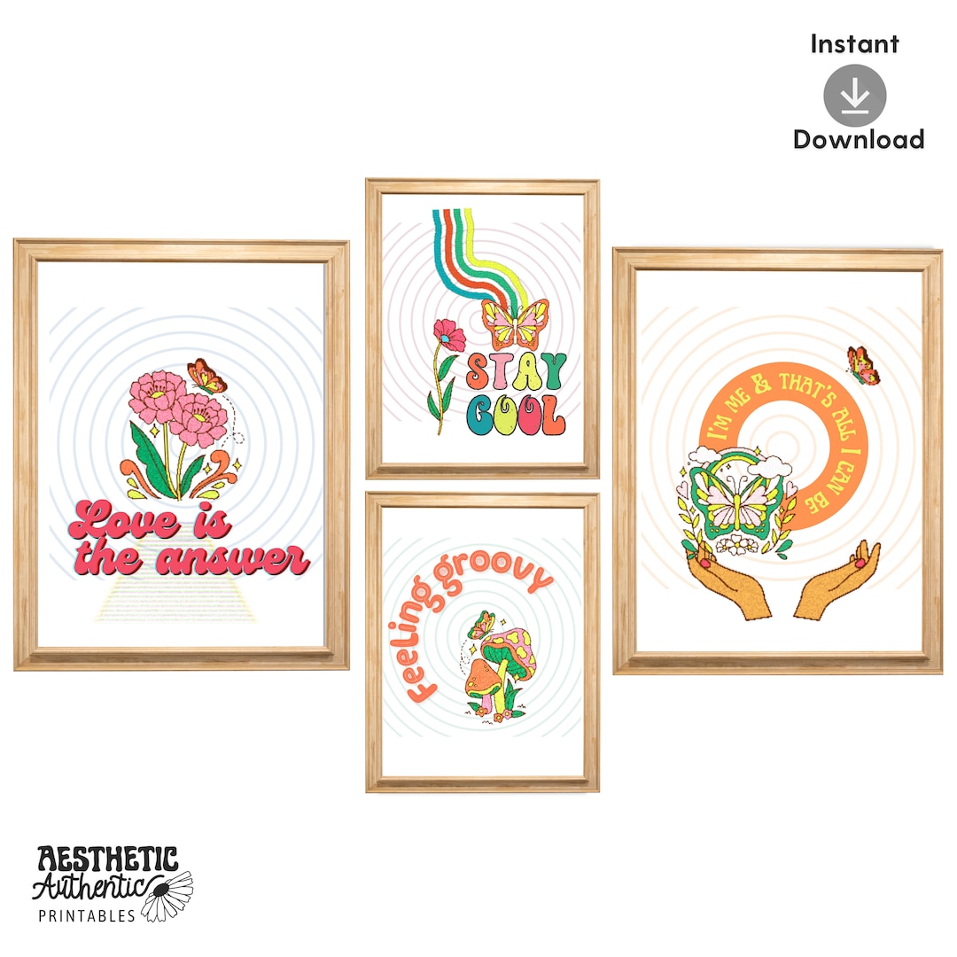 Retro Hippie Decor Prints, Groovy Psychedelic Art (digital Download) - Etsy