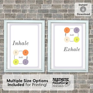 Inhale Exhale Art Print Set, Above Bed Set, Numbered Breathing Therapy ...