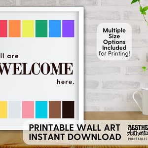 LGBTQ+ Welcome Sign Printable All Are Welcome Here Wall Art Inclusive ...
