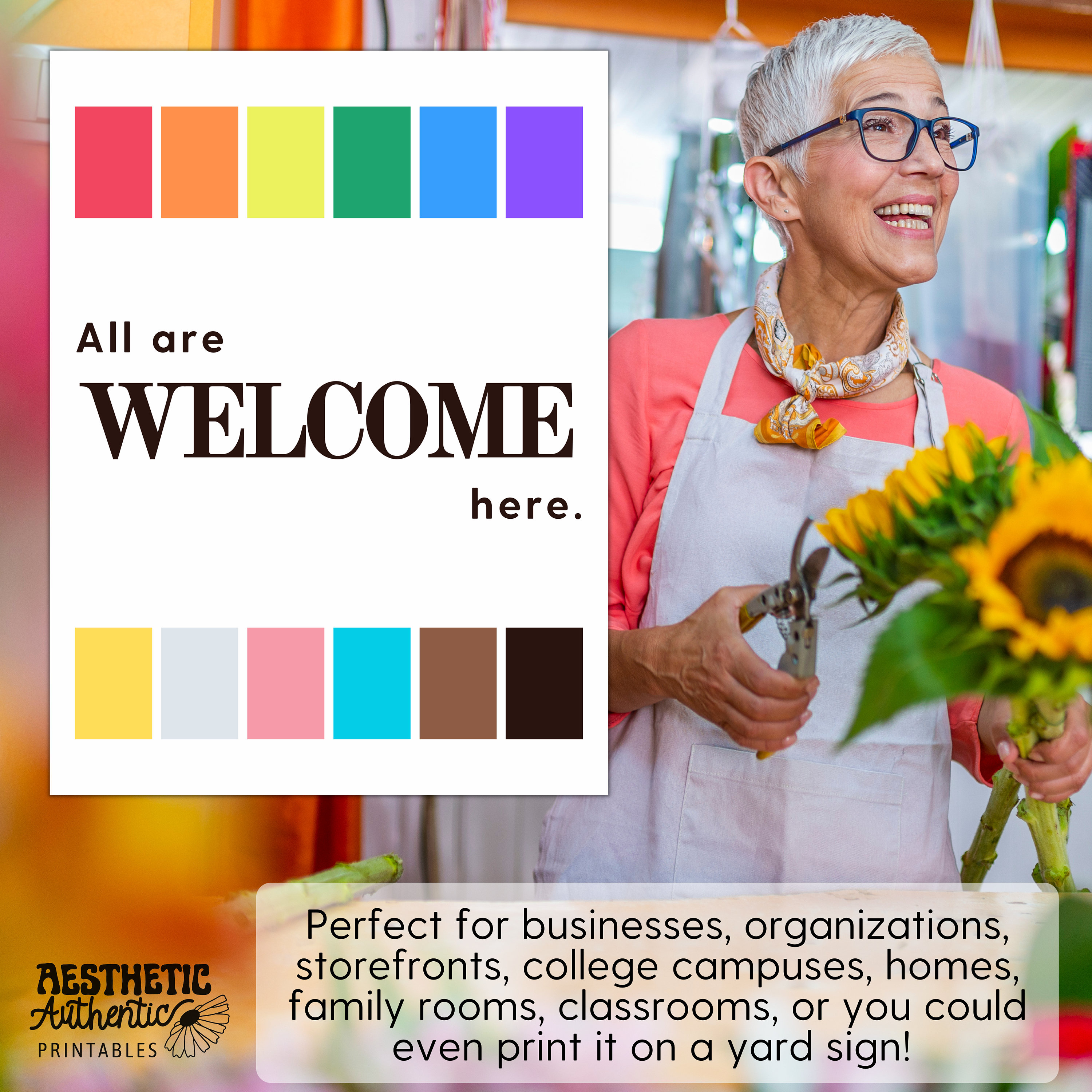 LGBTQ+ Welcome Sign Printable All Are Welcome Here Wall Art Inclusive ...