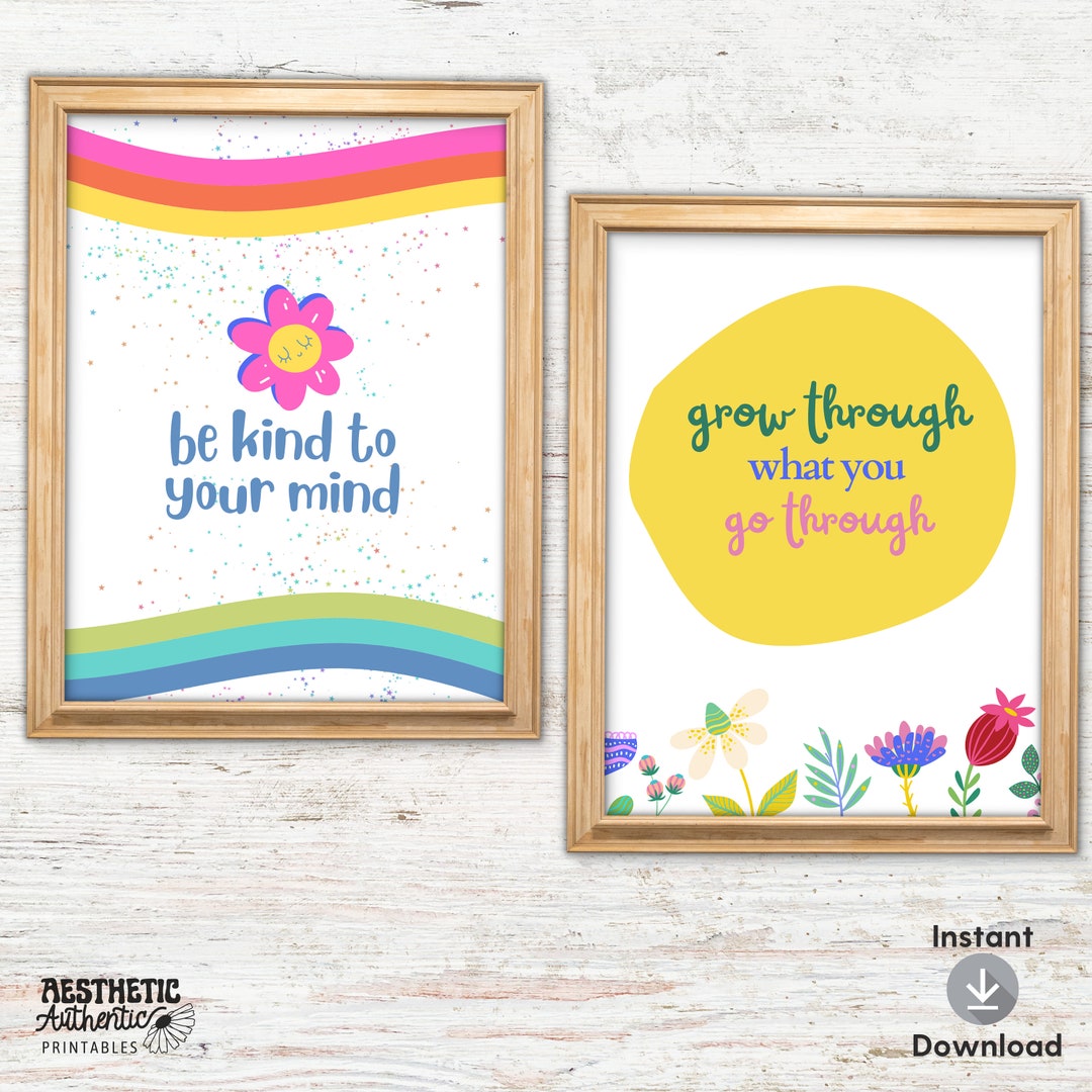 Cute Wall Art Set Printable Retro Posters Motivational Groovy Prints ...