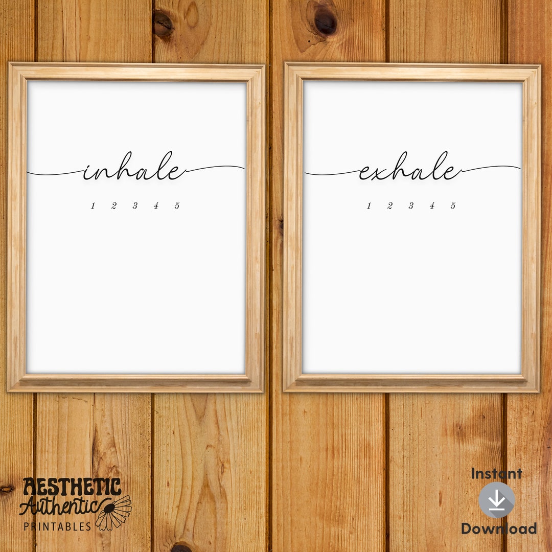 Inhale Exhale Printable Wall Art Set Minimalist Poster Black & White ...