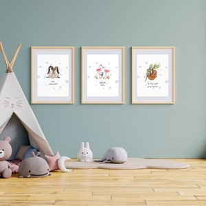 Animal Wall Art for Baby Nursery or Kid's Room, Loving, Motivational ...