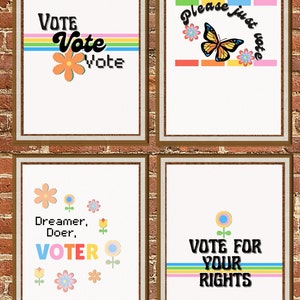 VOTE! Retro Inspired Wall Art Printable Set | Hippie Vintage Cute ...