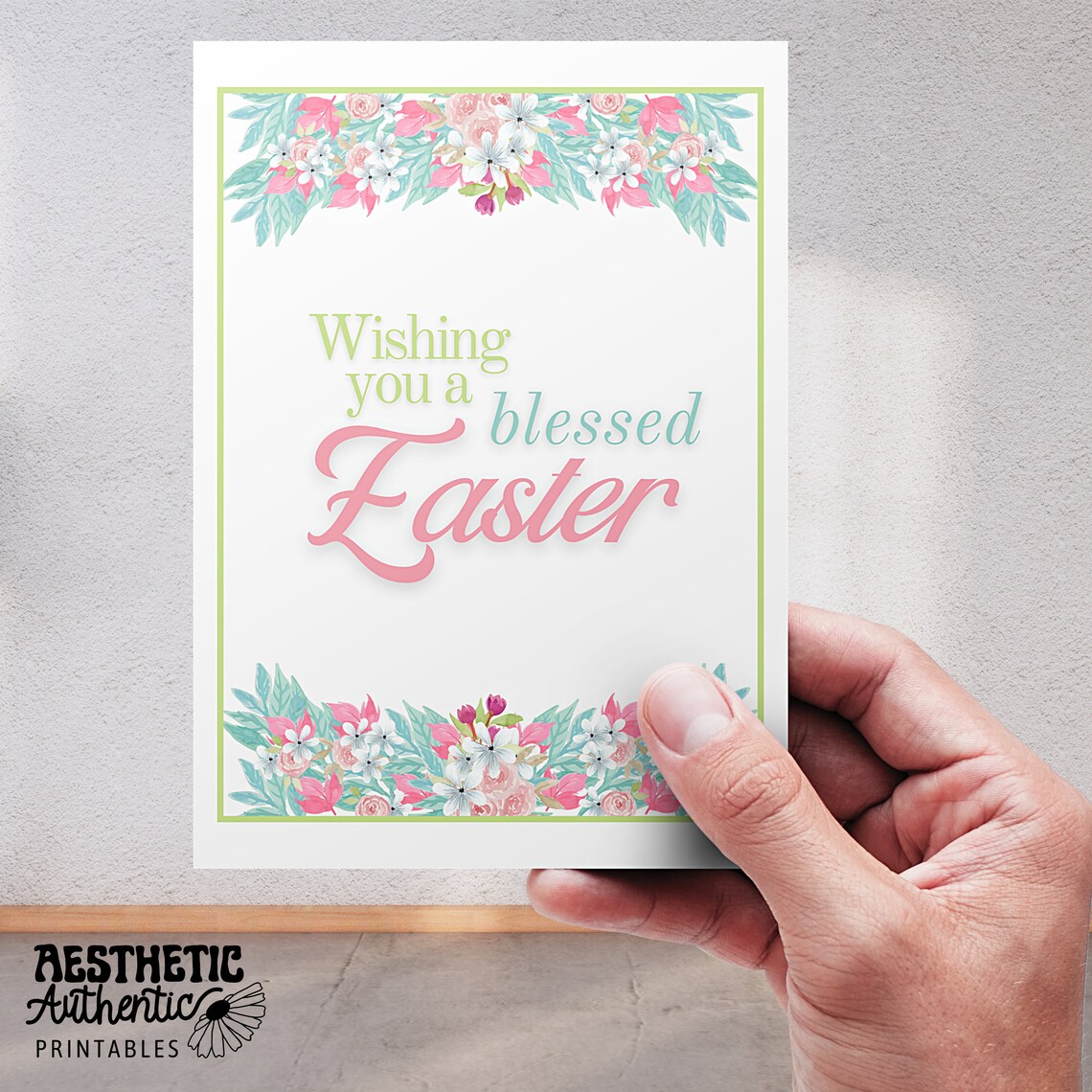 Wishing You a Blessed Easter Card | Religious Easter Greeting Card Pink ...