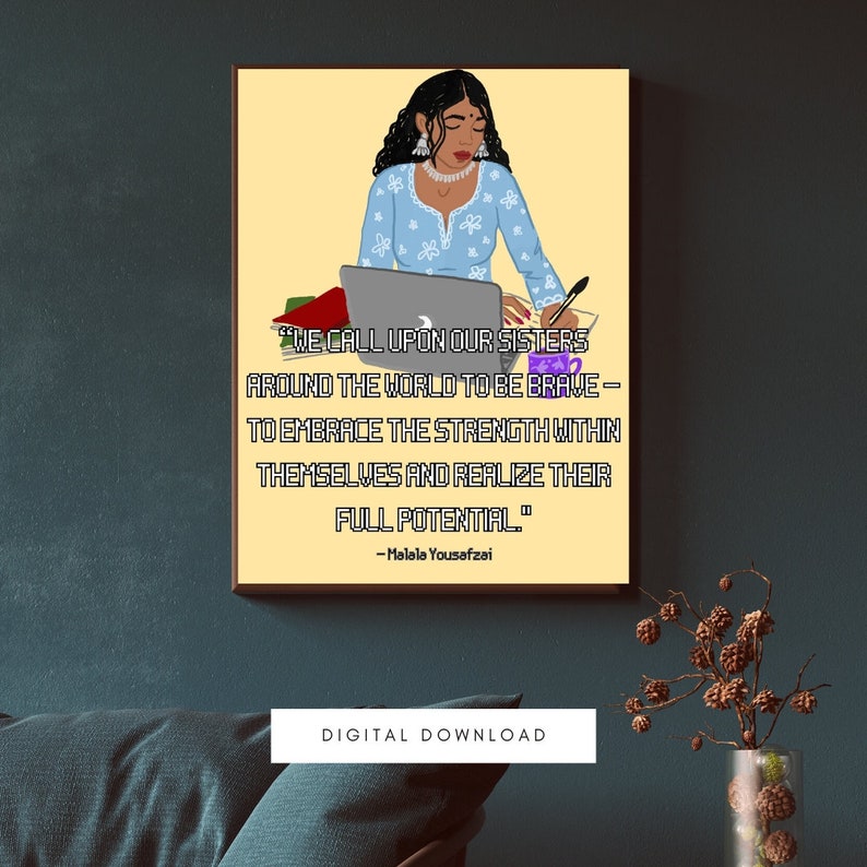 Digital Download - Malala Yousafzai Quote, Social Activist Poster ...