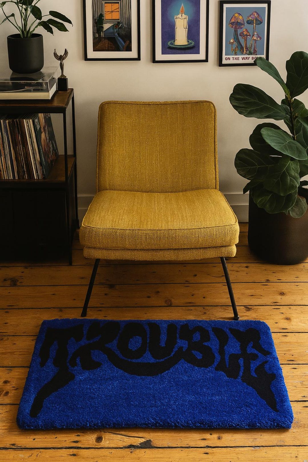 Trouble Infographic Metallica Rug: Handmade Tufted Cotton & Acrylic - Etsy