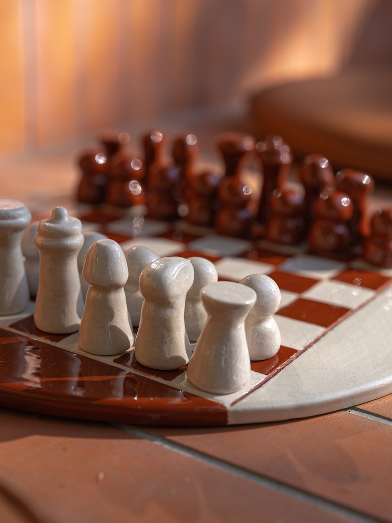 Ceramic Chess Set With Unique Chessboard: Handmade Custom Chess Board ...