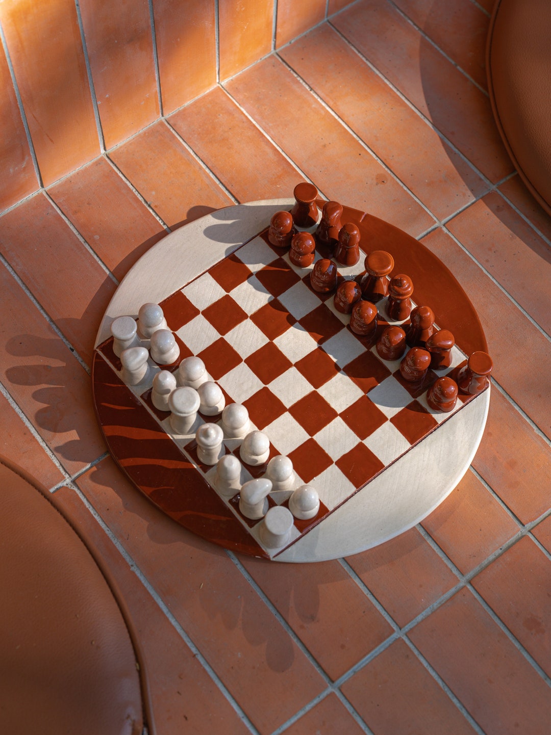 Ceramic Chess Set With Unique Chessboard: Handmade Custom Chess Board ...