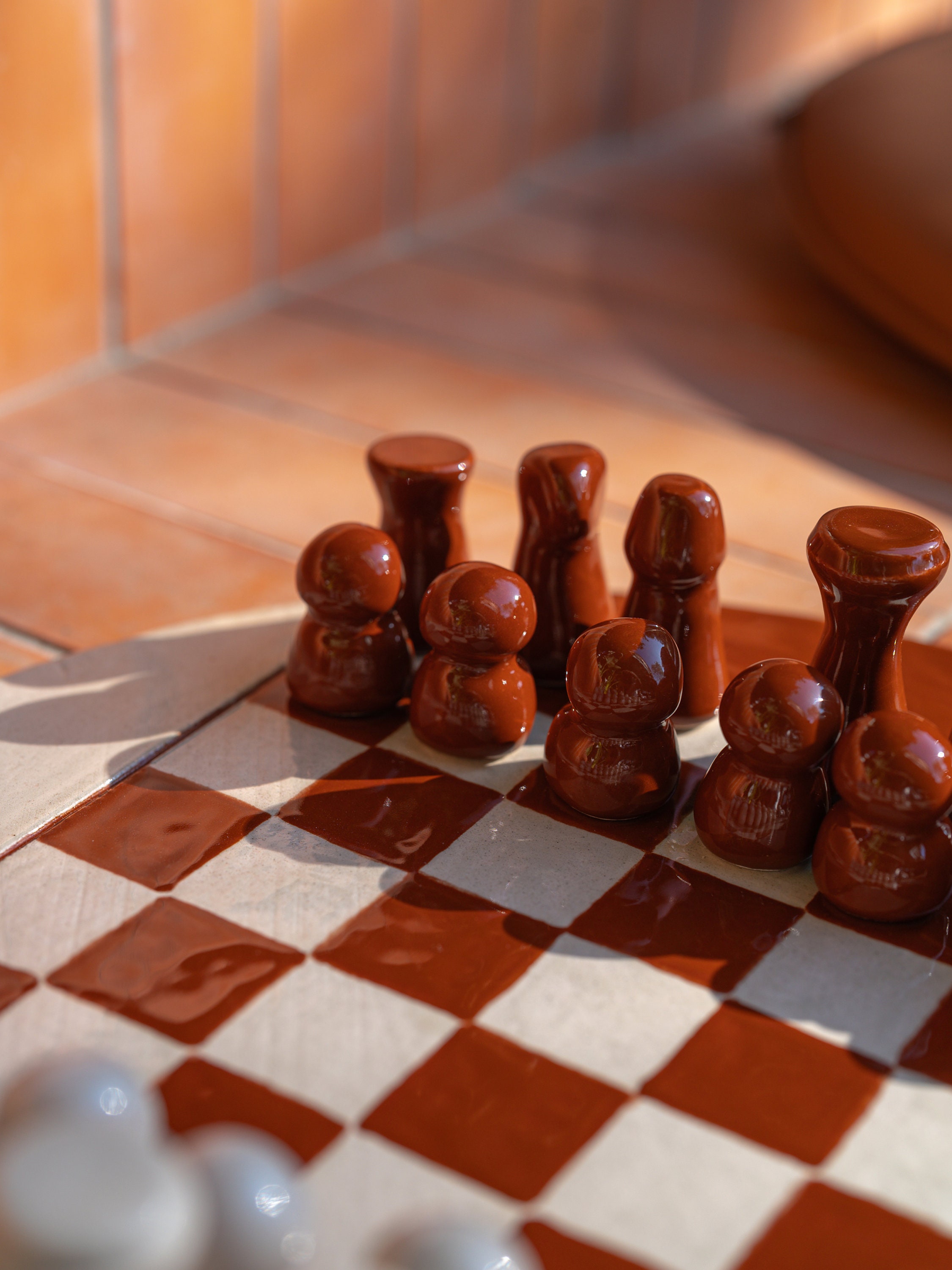 Ceramic Chess Set With Unique Chessboard: Handmade Custom Chess Board ...