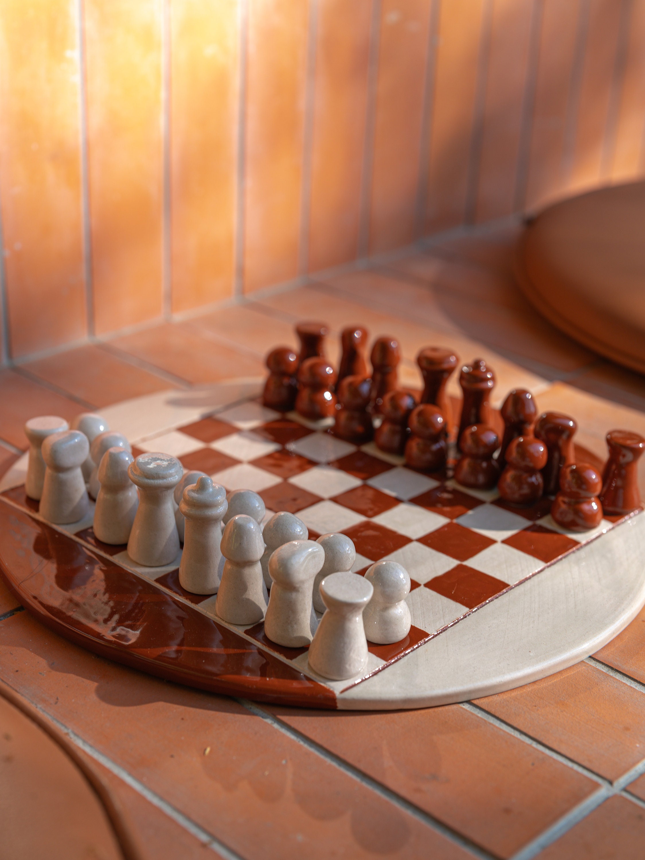 Ceramic Chess Set With Unique Chessboard: Handmade Custom Chess Board ...