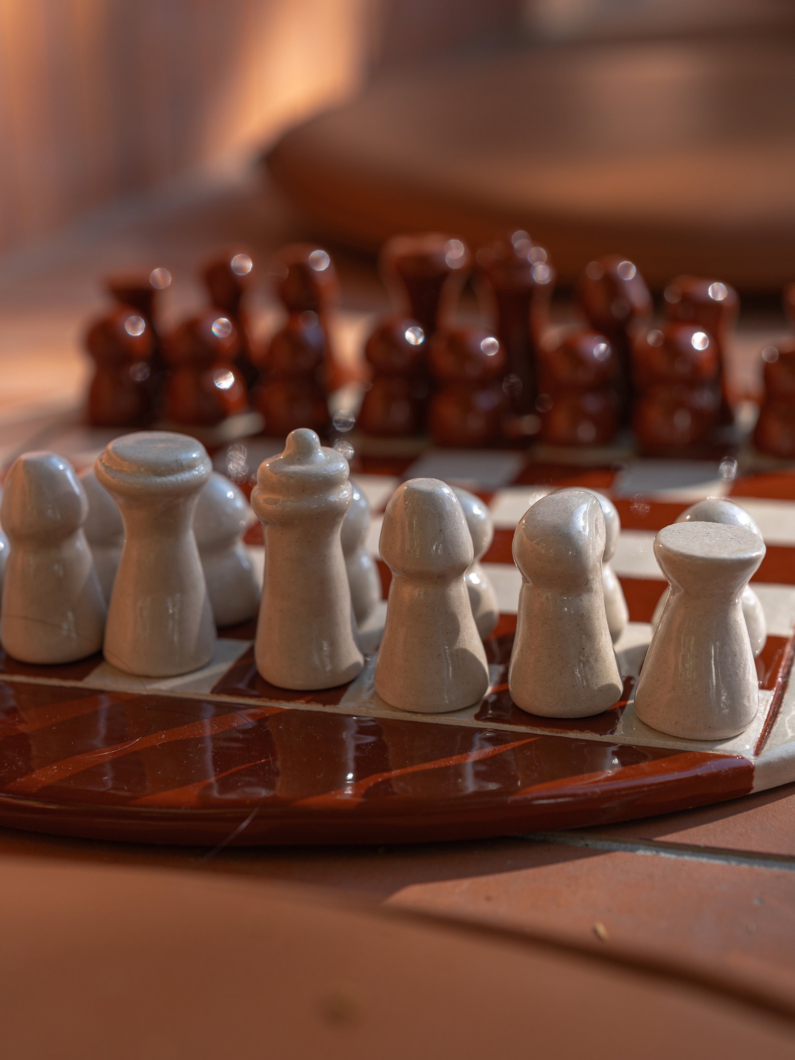 Ceramic Chess Set With Unique Chessboard Artisan Exquisite Personalized ...