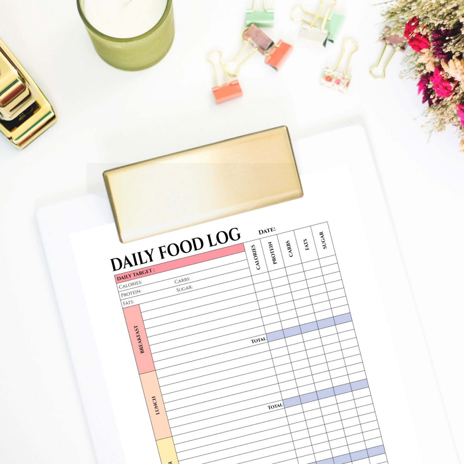 Daily Food Log, Planner Inset, Printable Daily Food Journal, Daily ...