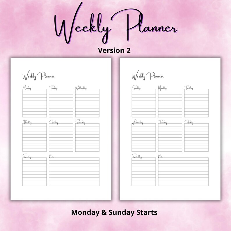 Weekly Planner Printable | To-do List, Schedule, Agenda | Week at a ...