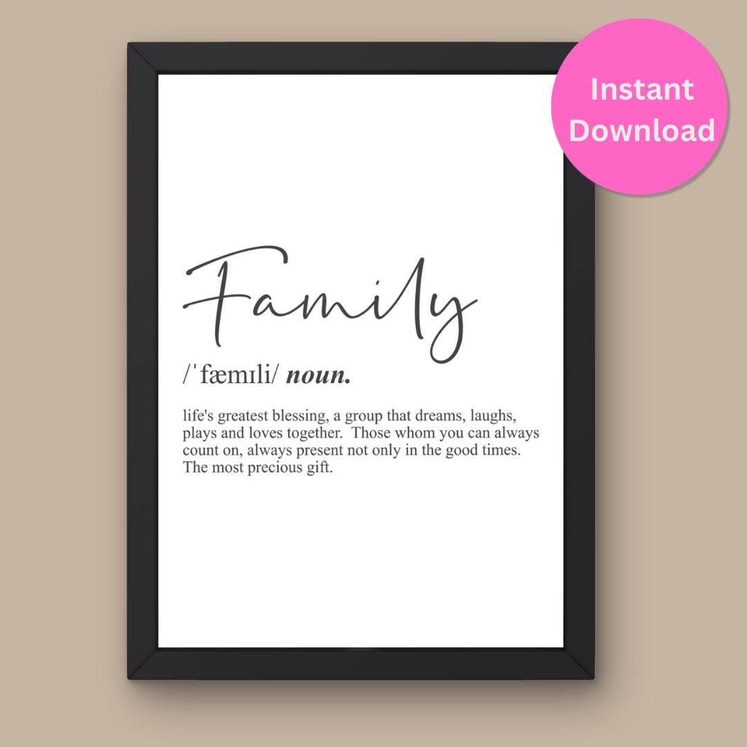 Family Definition Wall Art Print – Personalized Digital Download ...