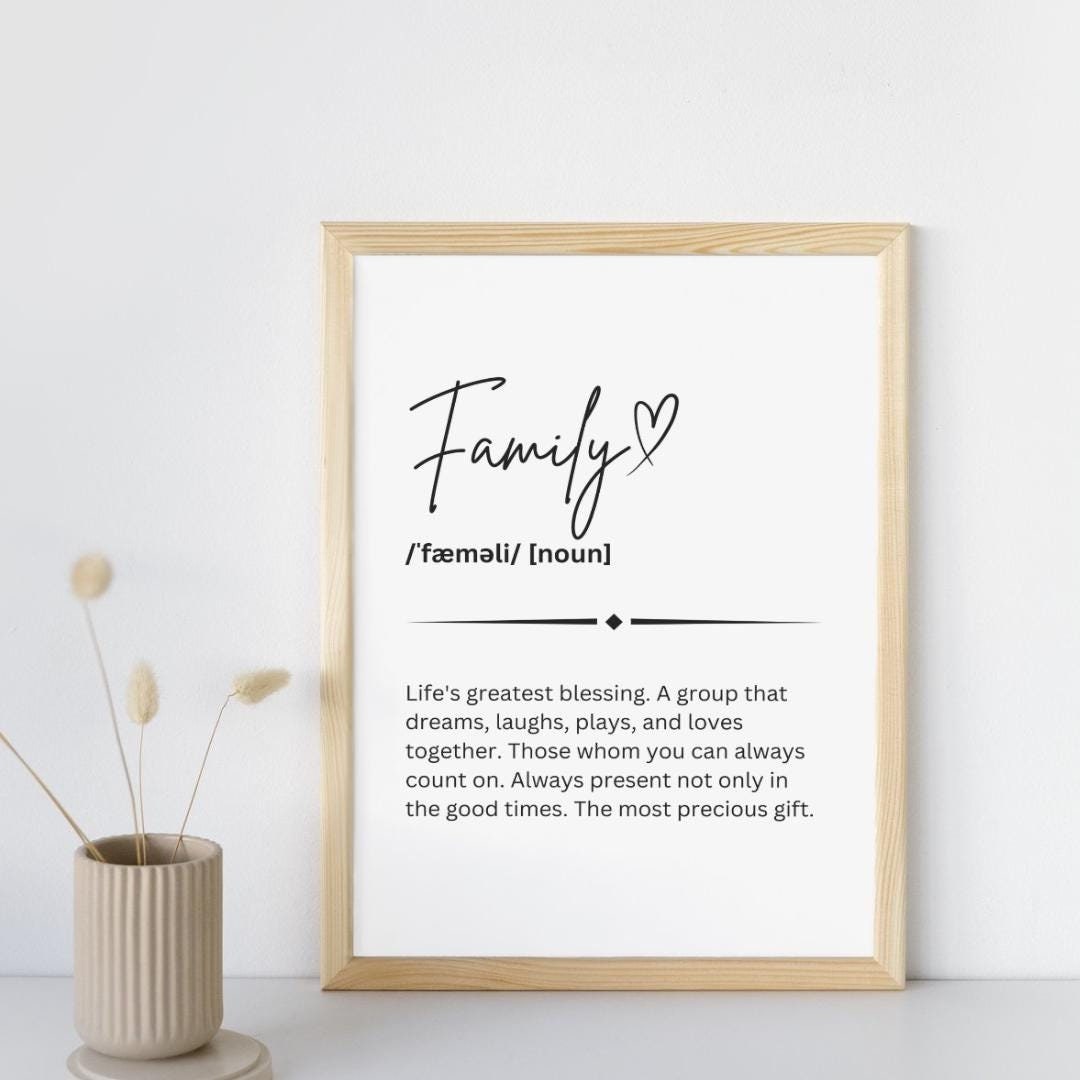 Family Definition, Printable Wall Art, Digital Download, Family Gift ...