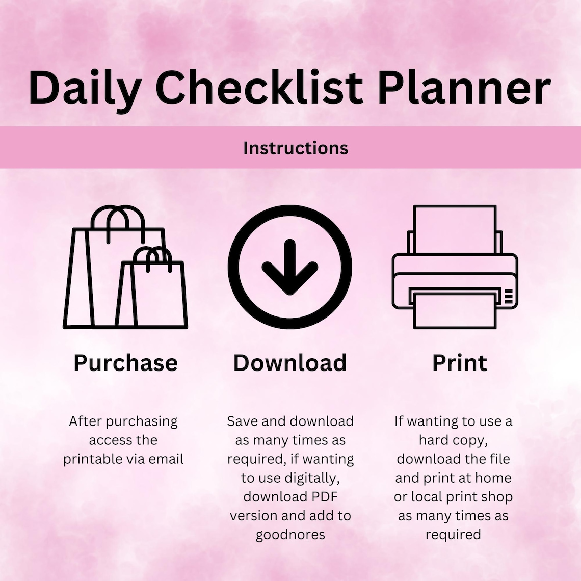Daily Checklist | Printable Weekly to Do List | Daily Task Planner ...