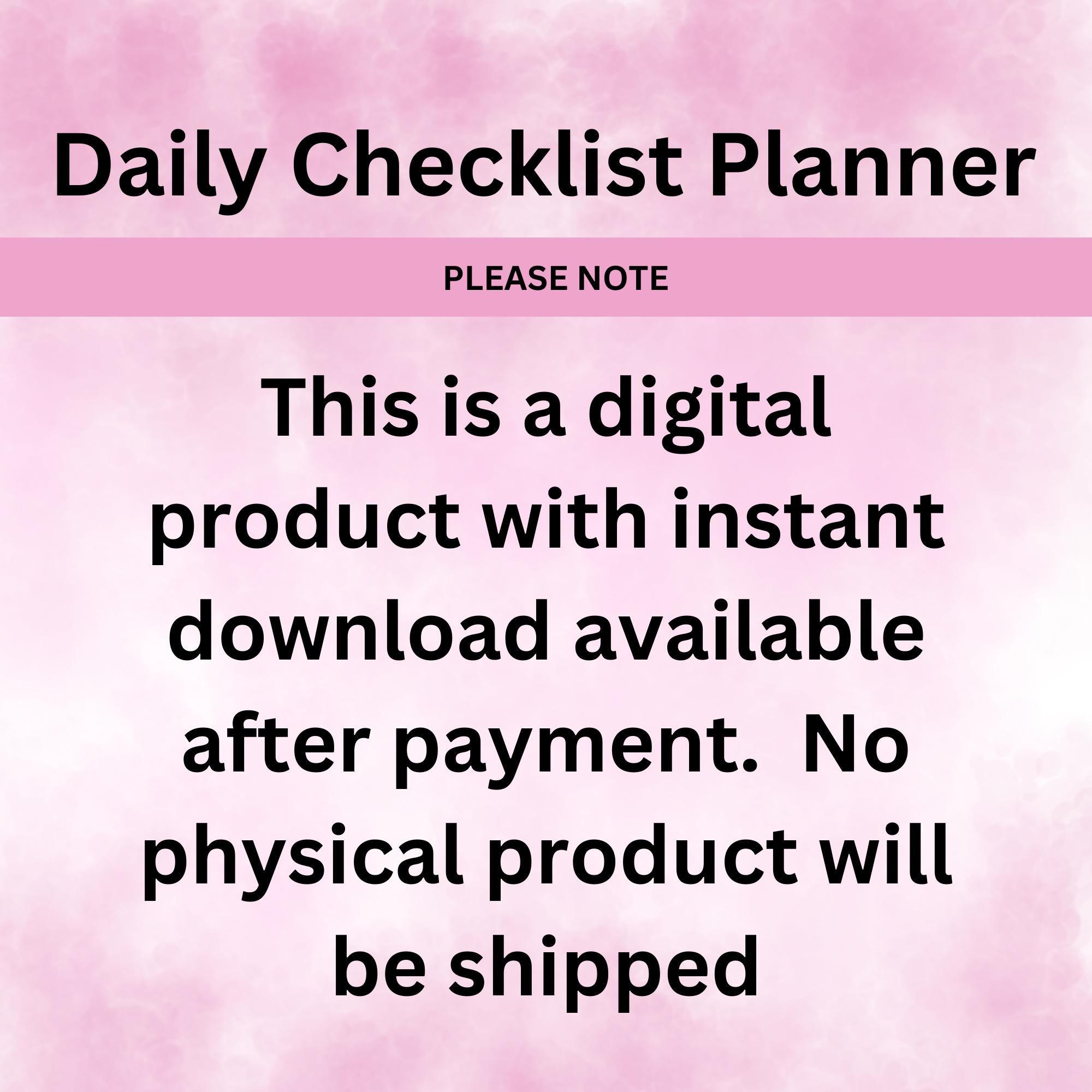 Daily Checklist | Printable Weekly to Do List | Daily Task Planner ...