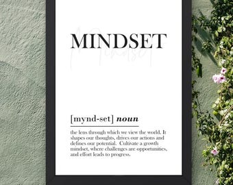 Mindset Definition Inspirational Office Poster Wall Art Print ...