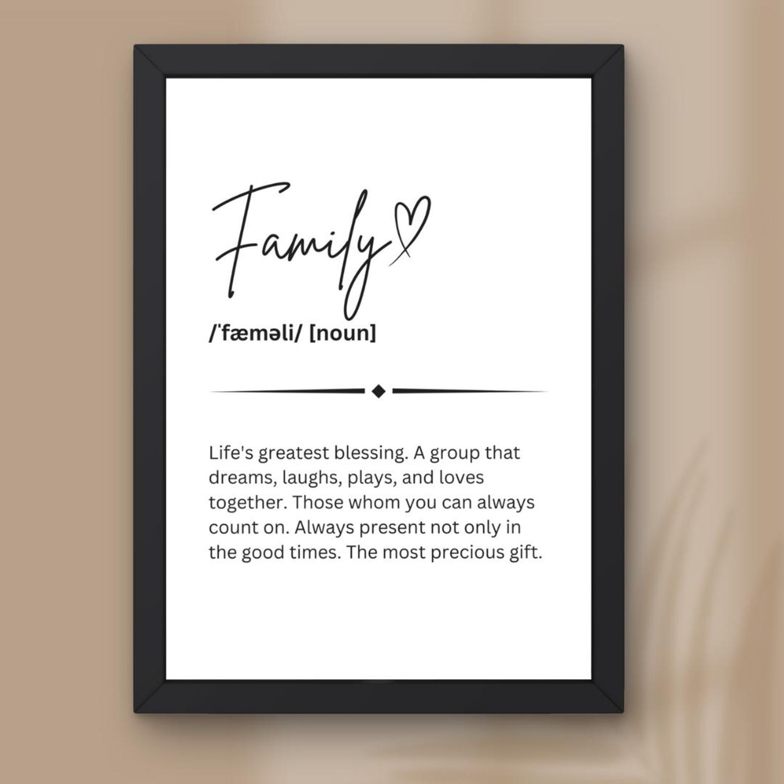 Family Definition, Printable Wall Art, Digital Download, Family Gift ...
