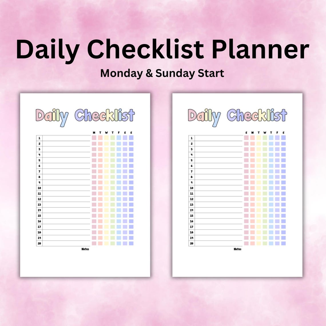 Daily Checklist | Printable Weekly to Do List | Daily Task Planner ...