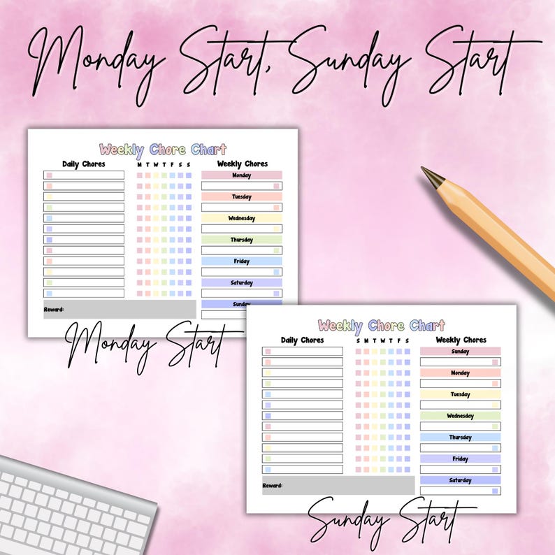 Editable Chore Chart for Kids Printable Kids Daily Weekly Chore List ...