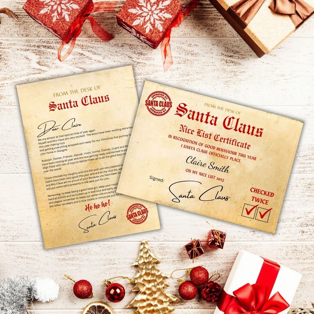Personalized Santa Letter and Certificate: Customizable Canva Template ...