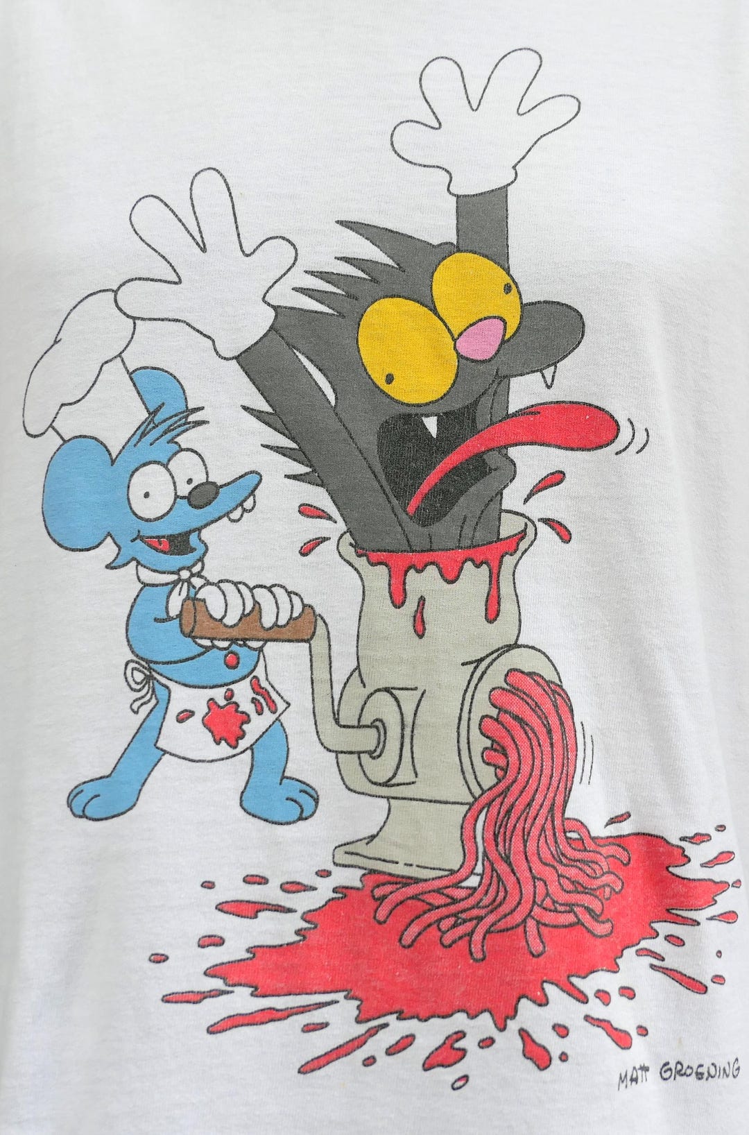 90's Vintage 1992 ITCHY & SCRATCHY Simpsons T Shirt Large With Anvil ...