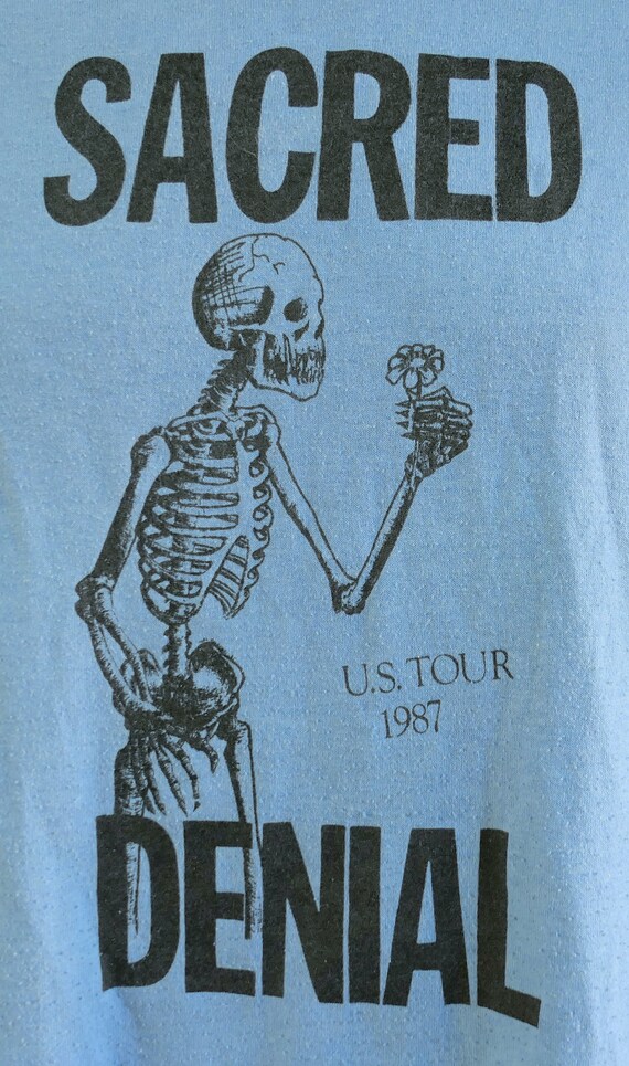 80's Vintage 1987 SACRED DENIAL Tour T Shirt XL With … - Gem