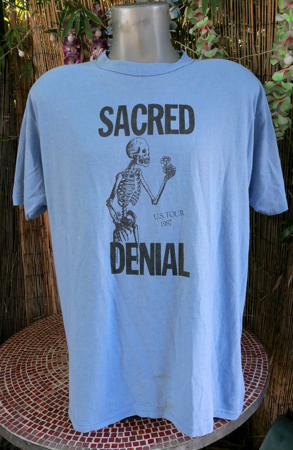 80's Vintage 1987 SACRED DENIAL Tour T Shirt XL With … - Gem