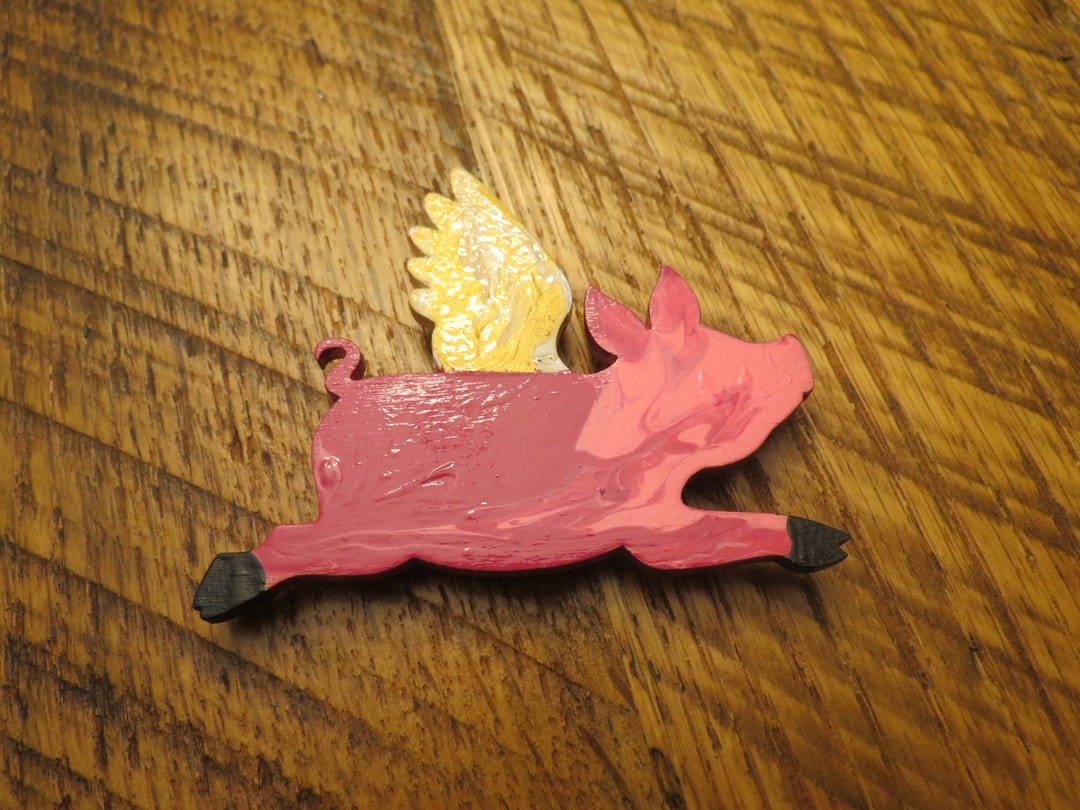 Flying Pig Wood Magnets Acrylic Paint Pour Pink - Etsy