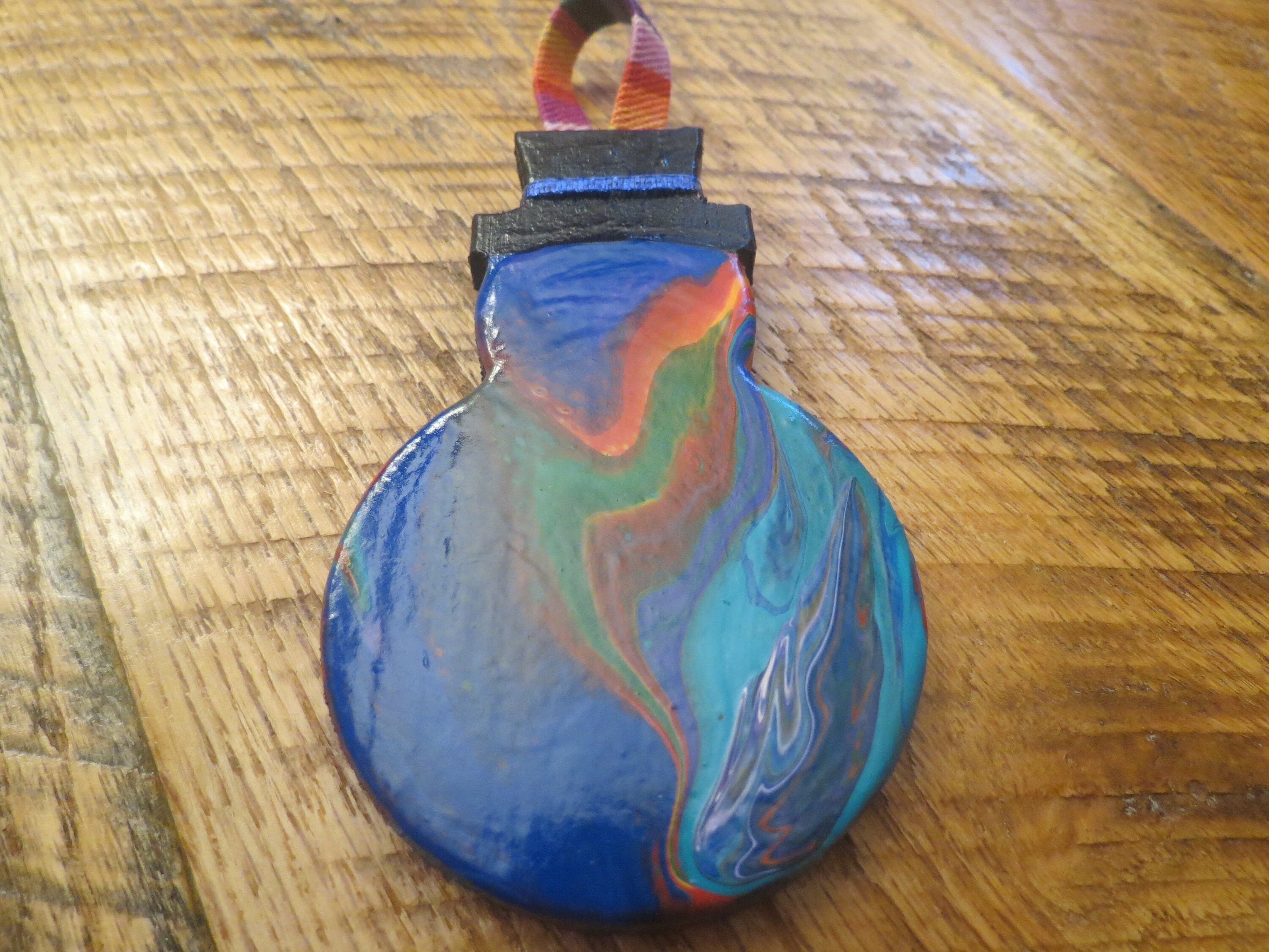 Snowman Ornament Wood Acrylic Pour Psychedelic Rainbow - Etsy