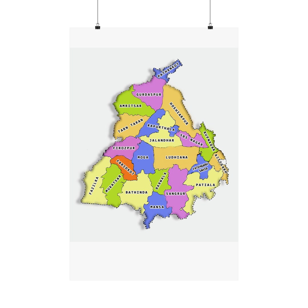 Mapa de Punjab, carteles verticales mate - Etsy México