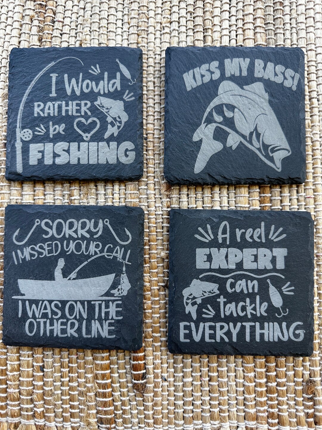 Fishing Coasters/slate Coasters/fun Coasters - Etsy