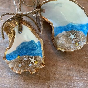 Oyster Shell Ornament, Beach Scene Ornament, Coastal Ornament - Etsy